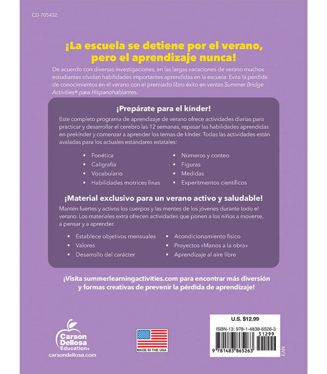Summer Bridge Activities Spanish PreK-K Workbook – Frugal Bookstore
